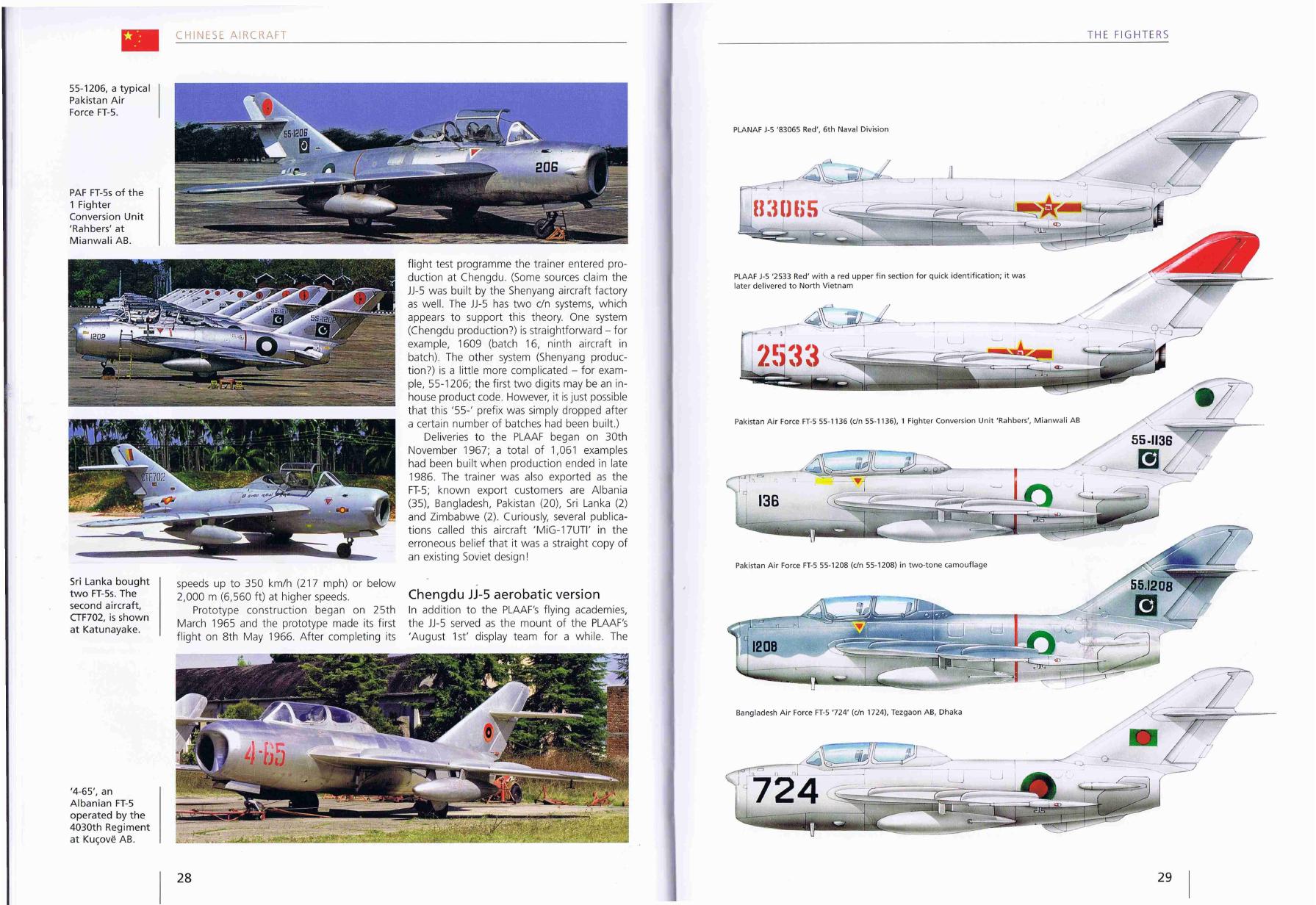 Chinese fighter aircrafts J-2 and J-5