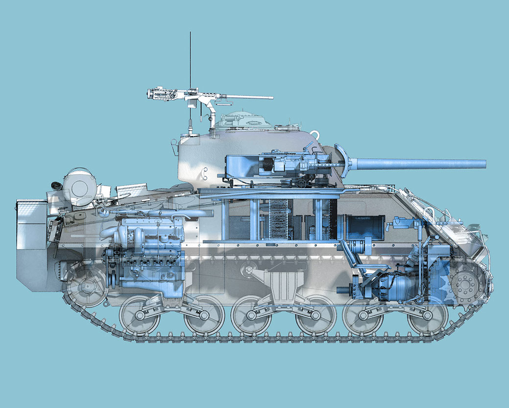 richard chasemore illustration sherman tank cutaway crop u21667 ...