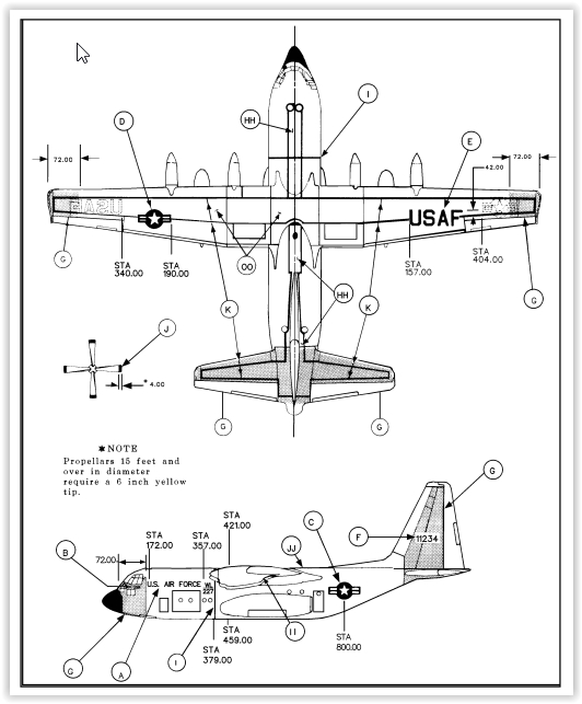 EXTERIOR FINISHES, INSIGNIA AND MARKINGS, APPLICABLE TO USAF AIRCRAFT